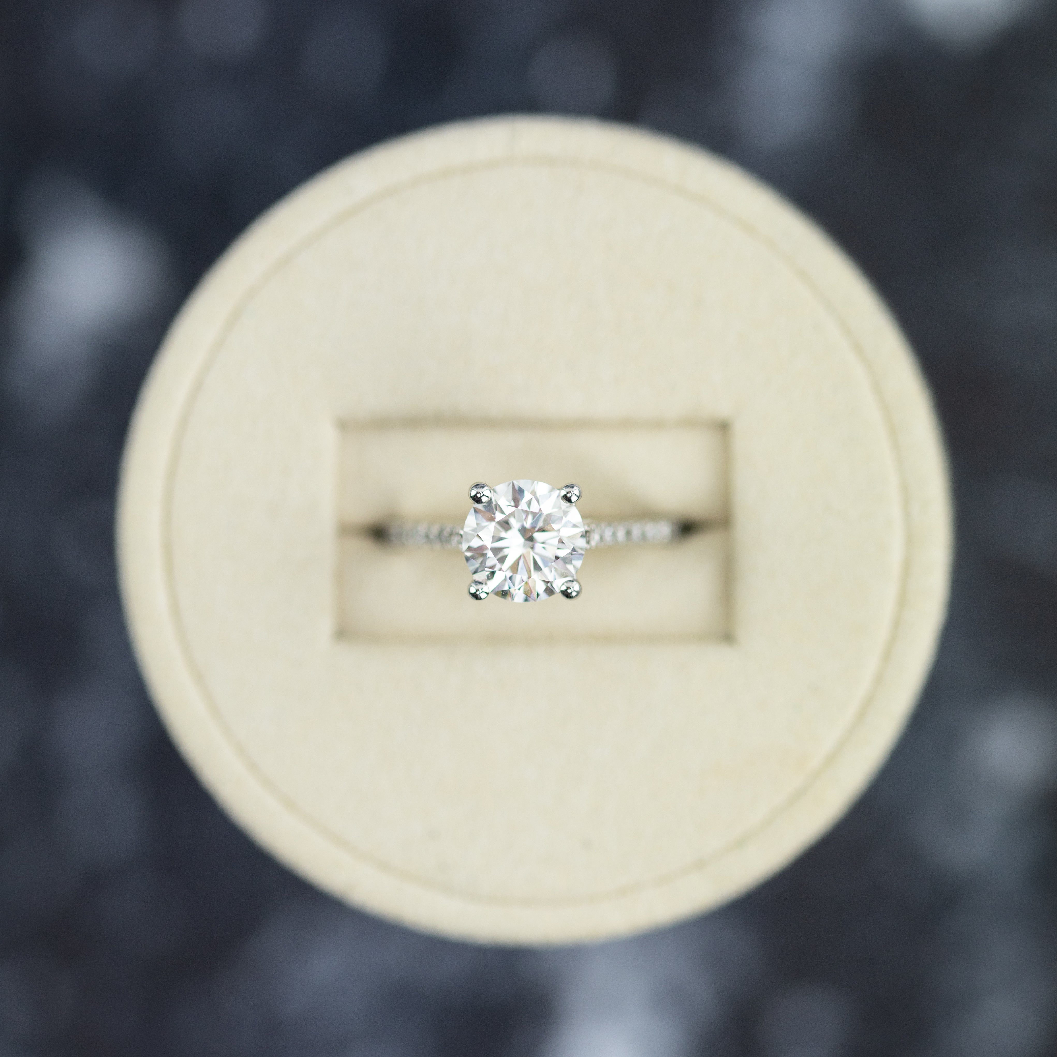 1.86 Carat, Brilliant Round Ring with Diamond Set Shoulders